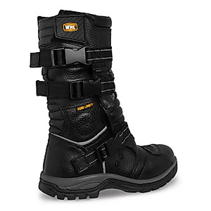 WORKLAND 77415 Motorcycle Boots for Men - Leather Boots with Protections - Work Boots For Men - Rubber Sole Slip Resistant and Reflective Motorcycle Riding Boots - Botas para Motocicleta Hombre