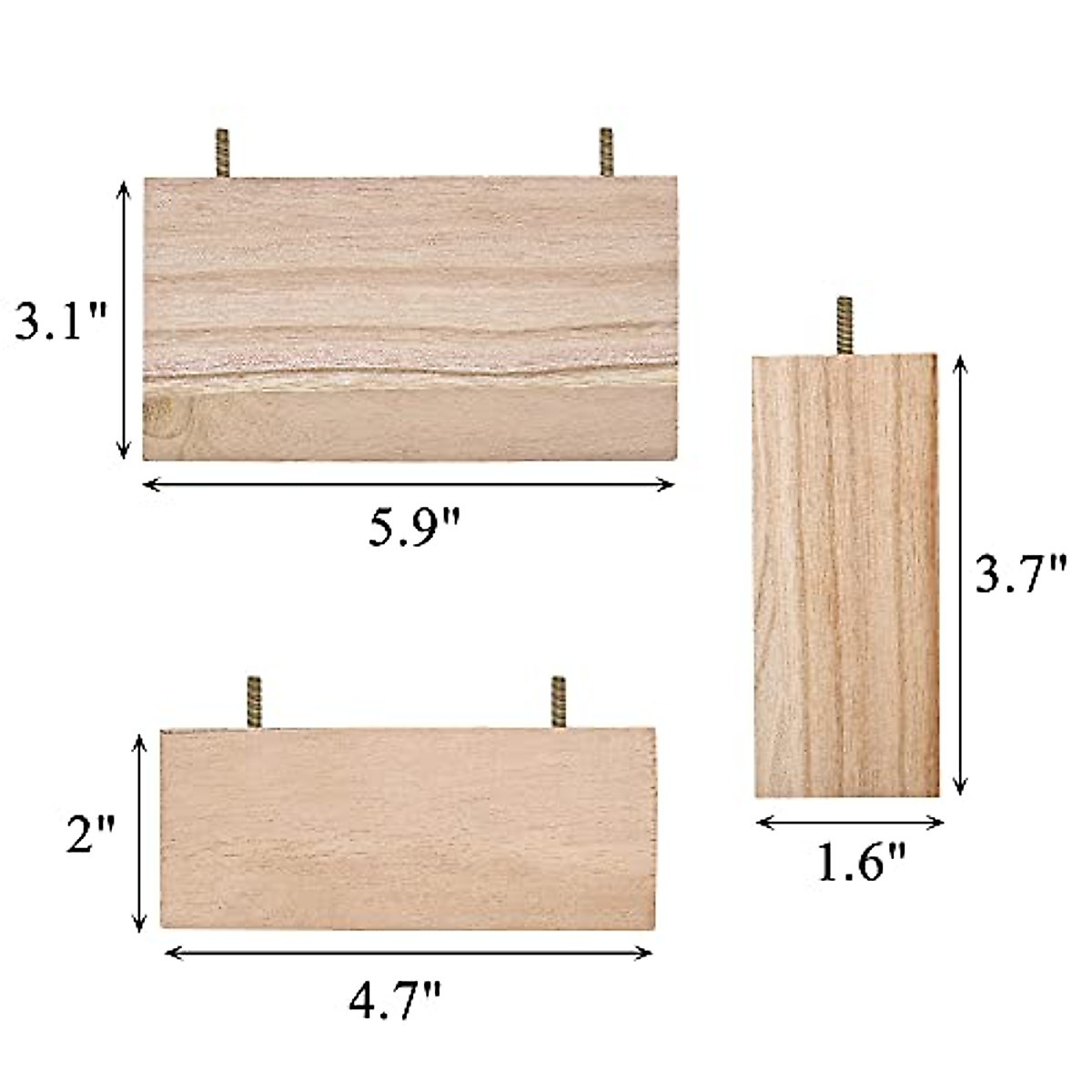 Mogoko Polished Natural Wood Bird Perches Pet Parrot Bird Cage Perches Square Wooden Stand Platform Budgie Toys Cages Accessories for Parakeets