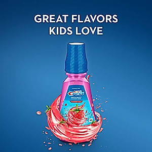 Crest Kid's Anti Cavity Fluoride Mouthwash, Alcohol Free, Strawberry Rush, 500 mL (16.9 fl oz), Pack of 4
