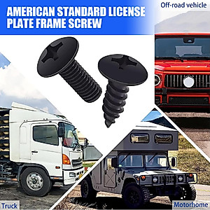 gunhunt 8 PCS License Plate Screws Kit, M6 Stainless Steel Bolts, American Standard License Plate Fasteners, Black Phillips Screws Replacements, Universal for Most Cars, Trucks and Vans (Black)