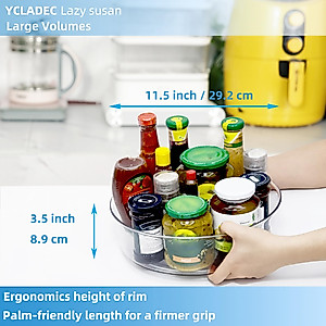 YCLADEC 4 Pack Lazy Susan 11.5" Inch Turntable Organizer Organization Storage Container Bins Spice Rack Cabinet Rotating Condiment for Pantry Countertop Kitchen Vanity Bathroom Jewelry Holder Clear