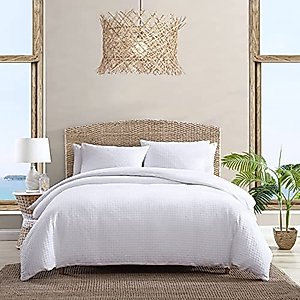 Tommy Bahama - King Duvet Cover Set, Soft Cotton Bedding with Button Closure, Includes Matching Shams (Basketweave White, King)