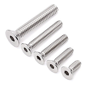 Glvaner 10-24 x 1/2" (60 pcs) Flat Head Socket Cap Screws Bolts, 304 Stainless Steel 18/8, Countersunk Head Socket Cap Screws, Allen Hex Drive, Full Thread