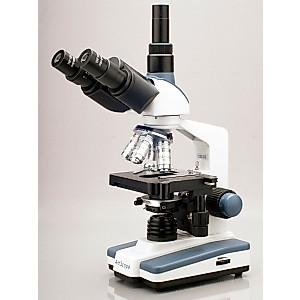 AmScope T120B-M Digital Professional Siedentopf Trinocular Compound Microscope, 40X-2000X Magnification, WF10x and WF20x Eyepieces, Brightfield, LED Illumination, Abbe Condenser with Iris Diaphragm, Double-Layer Mechanical Stage, 100-240VAC, Includes 1.3M