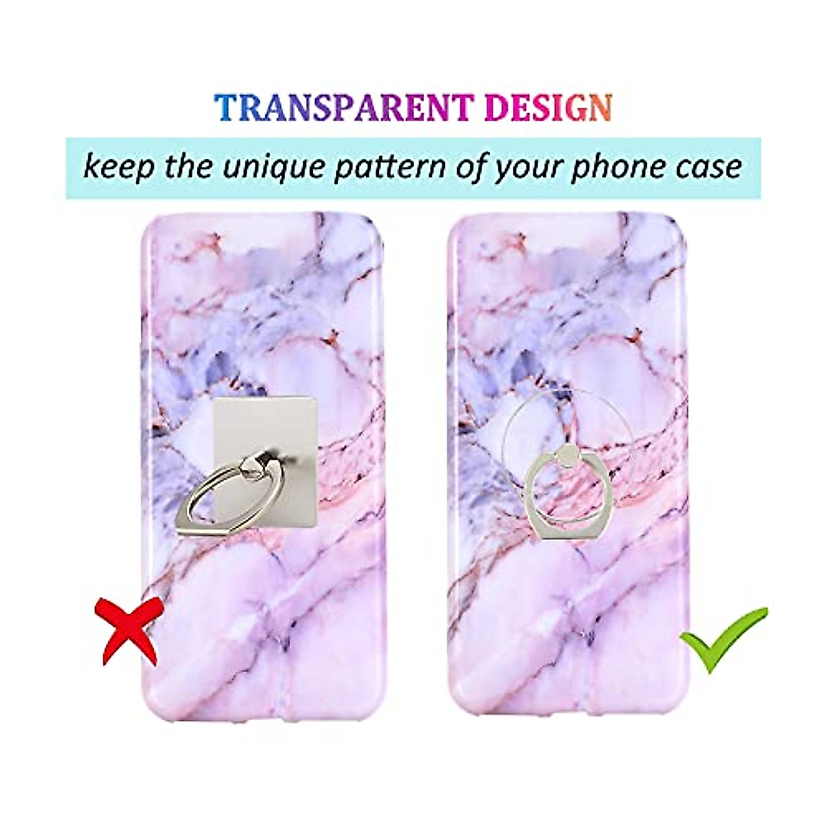 Transparent Circular Cell Phone Ring Holder Kickstand,Clear Phone Finger Ring Grip Stand for Phones,Pad