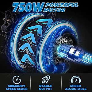 ECOTRIC Electric Bike 26" Fat Tire 750W Electric Bicycles 48V 13AH Removable Large Battery Beach Snow Mountain E-Bike for Adults UL Certified with Dual Shock Absorber & Shimano 7-Speed