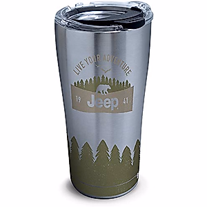 Tervis Jeep Live Your Adventure Triple Walled Insulated Tumbler Travel Cup Keeps Drinks Cold & Hot, 20oz Legacy, Stainless Steel