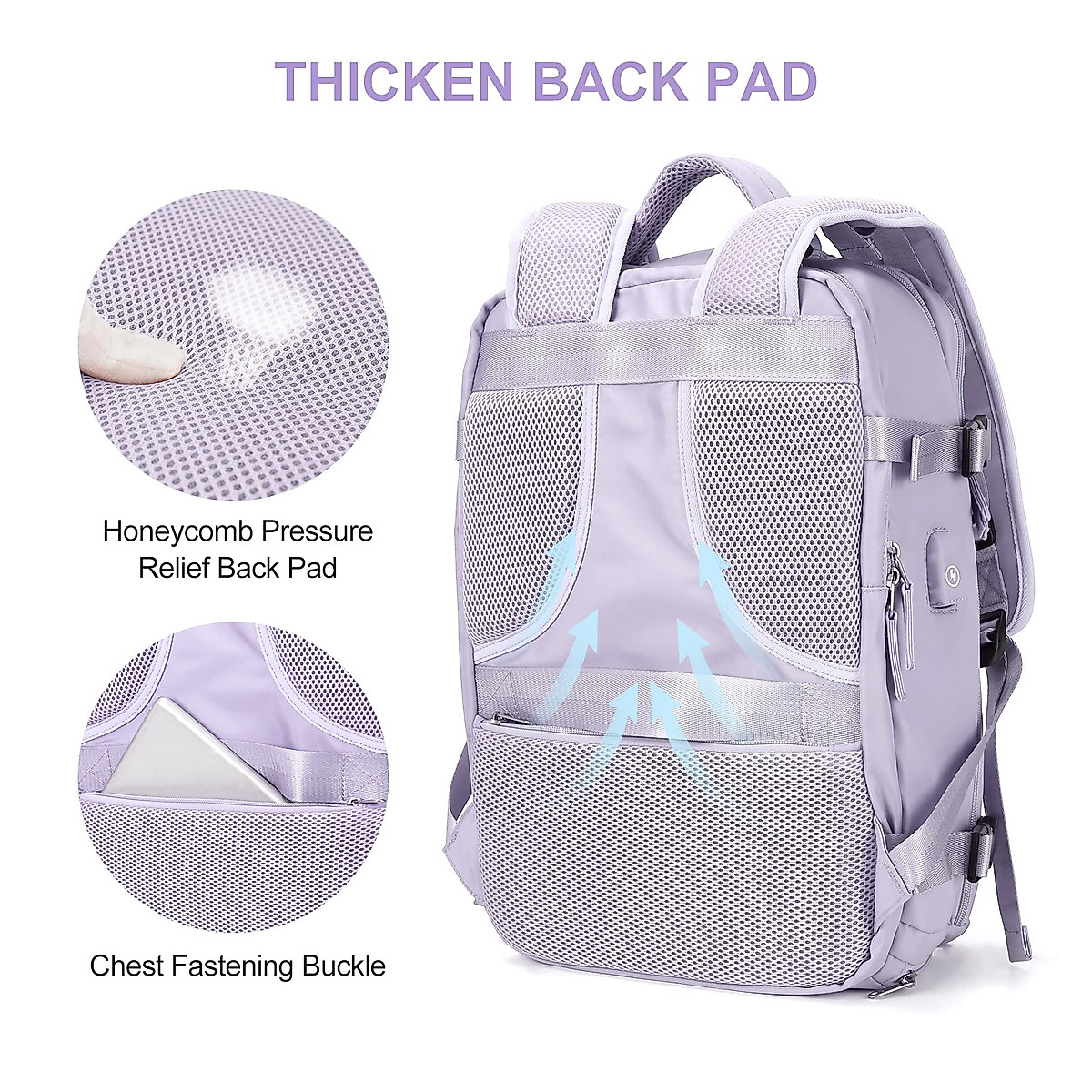 Laptop Backpack for Women, Travel Backpack with with Shoes Compartment & Wet Pocket, School Backpack fit 15.6 Inch Laptop