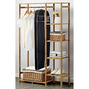 MISSLO Gusseted 60" Suit Dress Garment Bag with Clear Window Zipper Pocket Long Garment Cover (Black)