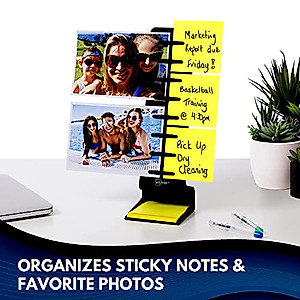 Note Tower Desktop Pro Document Holder - 2 Page Paper Holder, Easy Loading for Fast Typing, Displays Papers & Photos, Organizes Sticky Notes, Includes 50 Sheets 3"x3" Sticky Notes, Black