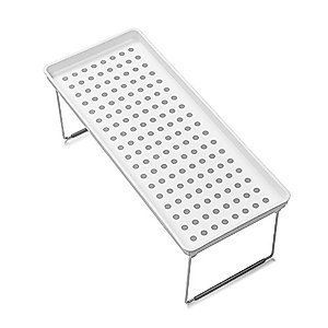 madesmart Large Stacking Shelf - Clear | CABINET COLLECTION | Organizer for Cabinet or Counter | Collapsible Legs for Storage | Non-slip Rubber Feet | BPA Free