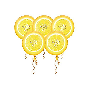 Set of 5 Lemon 18" Foil Party Balloons