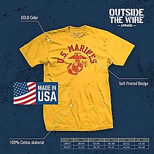 OUTSIDE THE WIRE APPAREL Leatherneck for Life Old School Gold USMC Shirts for Men - Marine Corps T Shirts Attire - US Marine Corps Gifts for Men
