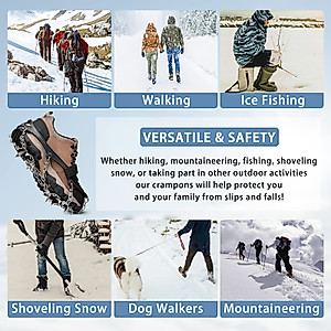 Ice Cleats Walk Traction Cleats Crampons for Hiking Boots Snow Shoes, Non Slip Ice Cleats for Shoes and Boots Men Women