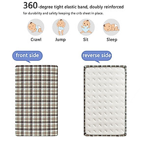 Brown Plaid Themed Fitted Crib Sheet,Standard Crib Mattress Fitted Sheet Soft & Stretchy Fitted Crib Sheet-Baby Crib Sheets for Girl or Boy, 28“ x52“,Multicolor