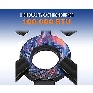 Flame King Heavy Duty 100,000 BTU, 0-20 PSI, Turkey Fryer Single Propane Burner Bayou Cooker, Outdoor Stove for Home Brewing, Maple Syrup Prep, Cajun Cooking