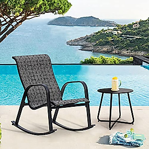 Grand patio Outdoor Rocking Chair, Textilene Rocker Suitable for Indoor and Outdoor Use, Living Room, Backyard, Porch, Balcony (Black&Grey Plaid, 1PC)
