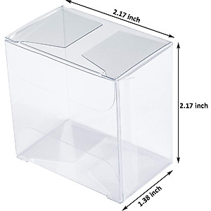 Nicunom 100 Pack Clear Macaron Boxes, Plastic Favor Boxes, 2.17" x 2.17" x 1.38" Bakery Boxes Candy Containers for Chocolate Cake Desserts Cupcakes Cookies Muffins Party Favors Packaging