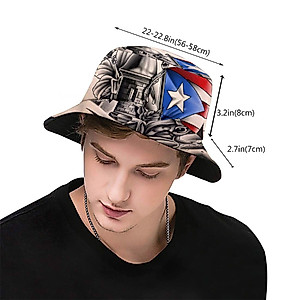 Puerto Rico Bucket Hat for Women Men, Summer Print Hat Travel Packable Sun Cap Outdoor Hat for Women and Men