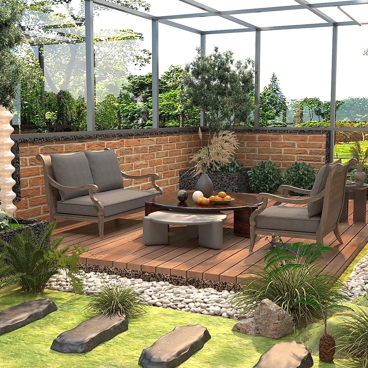 BOSSIMA Outdoor Patio Cushions Deep Loveseat Chair Cushions Furniture Cushions, Sunbrella Cast Slate