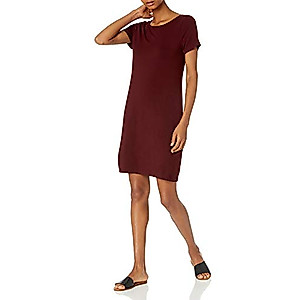 Amazon Essentials Women's Jersey Regular-Fit Ballet-Back t-Shirt Dress (Previously Daily Ritual), Dark Red, X-Large