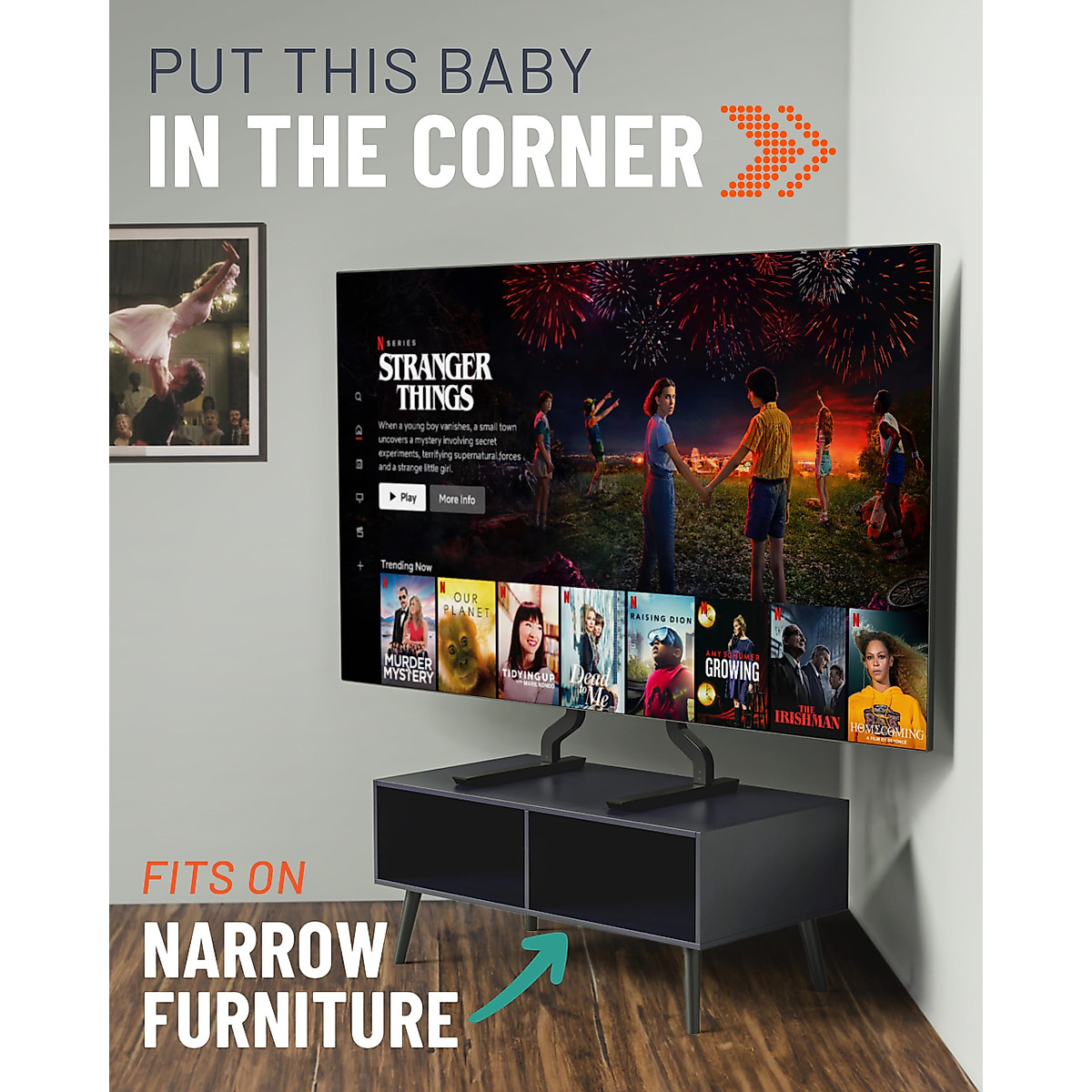 ECHOGEAR Premium Replacement TV Stand for 55"-86" Screens - Angled Feet Give Universal TV Stand Stability for QLED & OLED TVs -Easy 3-Step Install Comes w/Soundbar Isolation & Anti-Slip/Scratch Pads