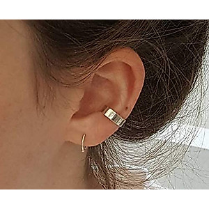 Wide Silver Ear Cuff Smooth - Sterling Silver Adjustable No Piercing Ear Cuff - Minimalist Ear Cuff