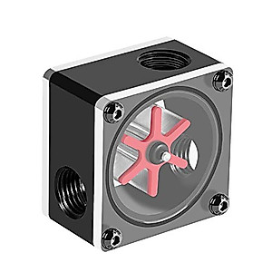 Diyeeni Flow Meter Indicator, G1/4 Thread PC Flow Meter, 6 Impeller 3 Ways PC Water Cooling Flow Meter, with Silicone Sealing Ring
