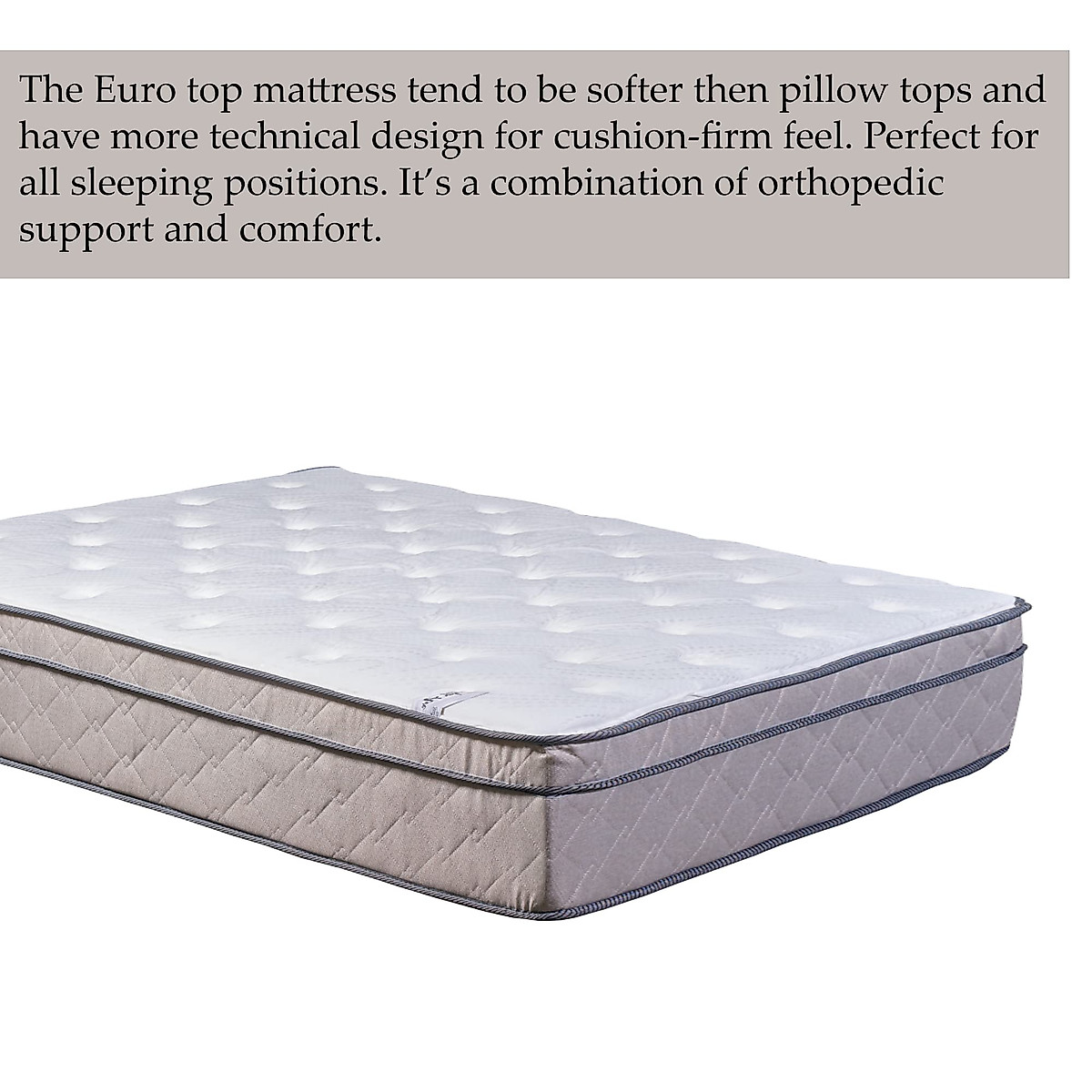Greaton Soft Encased Hybrid Eurotop Pillowtop Memory Foam Gel Innerspring Fully Assembled Mattress, Good for The Back, Full XL, Black