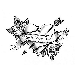 Personalized heart temporary tattoo | Fake removable customized tattoos design | Add text to temp tatoo. Last 2-5 days & go on with water. Custom Decal Removeable party supplies sticker decals