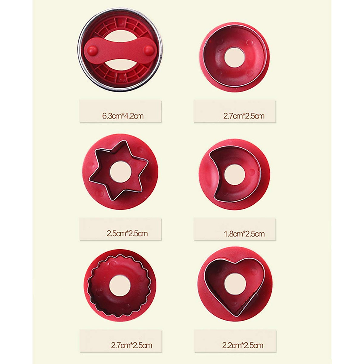 VolksRose Vegetable Fruit Cutters Shapes Set, 6-Pack Linzer Cookie Cutters Stainless Steel, Hollow Sauce Jam Filled Torte Mold Christmas Tool Cake DIY Mousse, Donuts, Fondant and Fruit