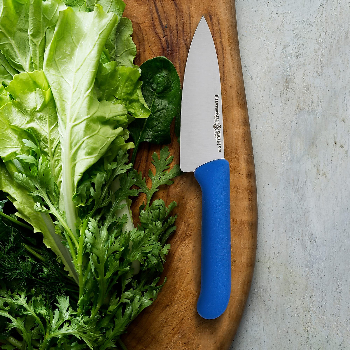 Messermeister Petite Messer 5” Chef’s Knife, Blue - German 1.4116 Stainless Steel & Ergonomic Handle - Lightweight, Rust Resistant & Easy to Maintain