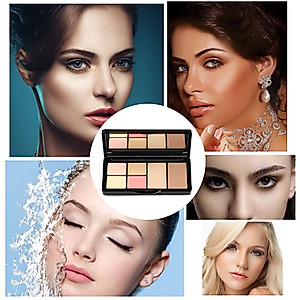 Concealer Contour Palette, Cosmetics Cream Contour and Highlighting Makeup Kit,6 In 1 Contouring Foundation Concealer Palette Conceals Dark Circles,Blemish,Waterproof Long-Lasting-Cruelty Free (#02)