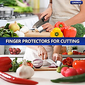 Finger Protector for Cutting Food,6 Pcs Finetaur Finger Guard for Cutting Vegetables,Stainless Steel Finger Shield for Cutting Slicing Chopping Kitchen Finger Guard for Cooking(Double & Single Finger)
