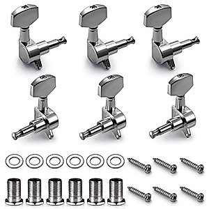 TIMESETL 6 Pieces Guitar Machine Heads Knobs Guitar String Tuning Pegs Machine Head Tuners for Electric or Acoustic Guitar (3 Left + 3 Right)