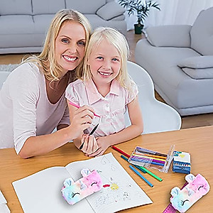 YBHOMINE Unicorn Gifts for Girls Pencil Case, Cute Plush Unicorn Pen Pouch, Girls Cosmetic Pouch Bag Stationery Organizer (Pink)