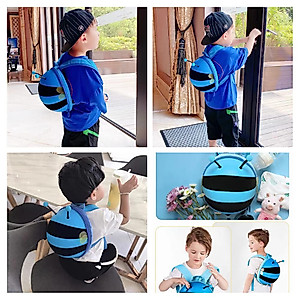 Baby Backpack with Leash for Toddler,Small Bee Backpack for kids,Anti Lost Bag (Blue)