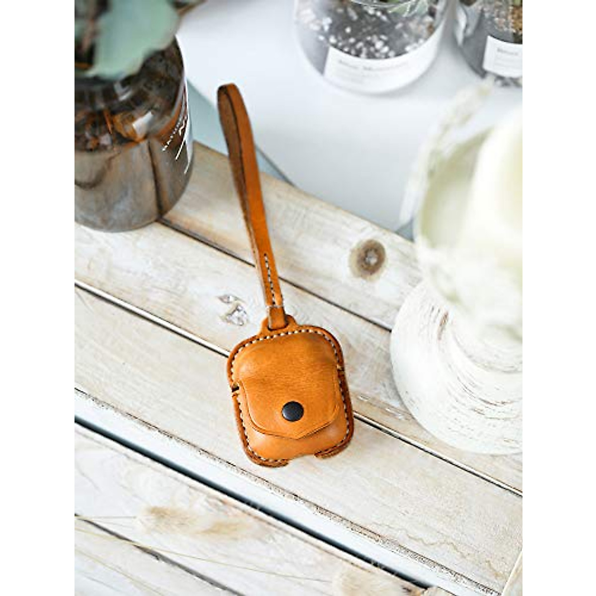 Leather Airpods Case Airpods Protective Case Cover Earbud Case Airpod Strap String Compatible with Airpods and Airpods 2 Wireless Charging Case, Yellow