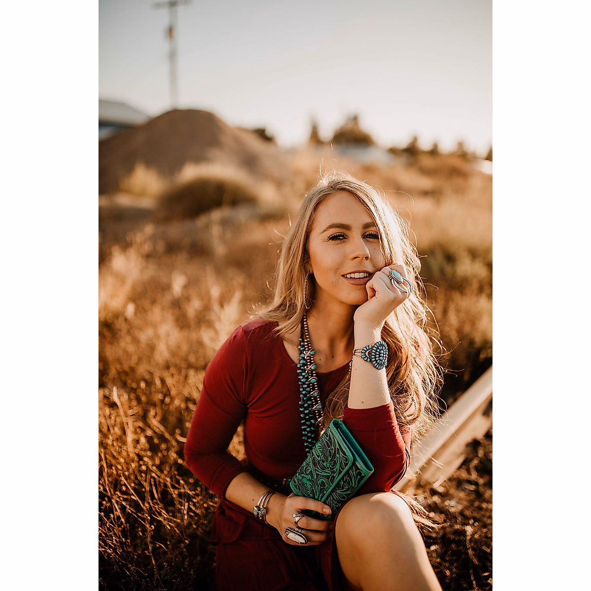 Virginia Handbags Handmade Womens Wallet. Rich and Deep Hand Tooling. (Turquoise)