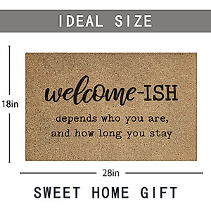 JJUUYOU Welcome Mats for Front Door Outdoor Entry Welcome Ish Depends Who You are Doormat Non Slip Rubber Mat for Home Indoor Farmhouse Funny Kitchen Mats Patio Full Brown