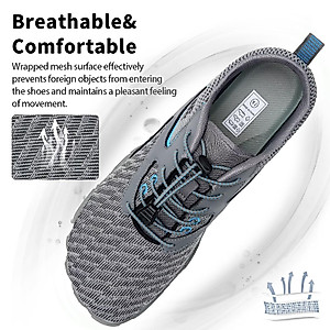 WateLves Water Shoes Mens Womens Beach Swim Shoes Quick-Dry Aqua Socks Pool Shoes for Surf Yoga Water Aerobics (05-Grey, 43)