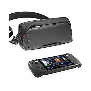tomtoc Carrying Case for Steam Deck Console & Accessories, Protective Shoulder Bag Pouch with Pockets Fit Console, Original AC Charger Adapter, Original Dock, Lightweight Everyday Carry Bag for Travel