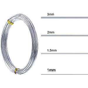 TecUnite Aluminum Craft Wire for Sculpting Armature Bendable Craft Wire for DIY Jewelry Making (1 Roll,Silver,10 M x 1 mm)