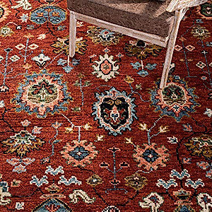 SAFAVIEH Samarkand Collection 10' x 14' Red/Blue SRK117Q Hand-Knotted Traditional Oriental Premium Wool Area Rug