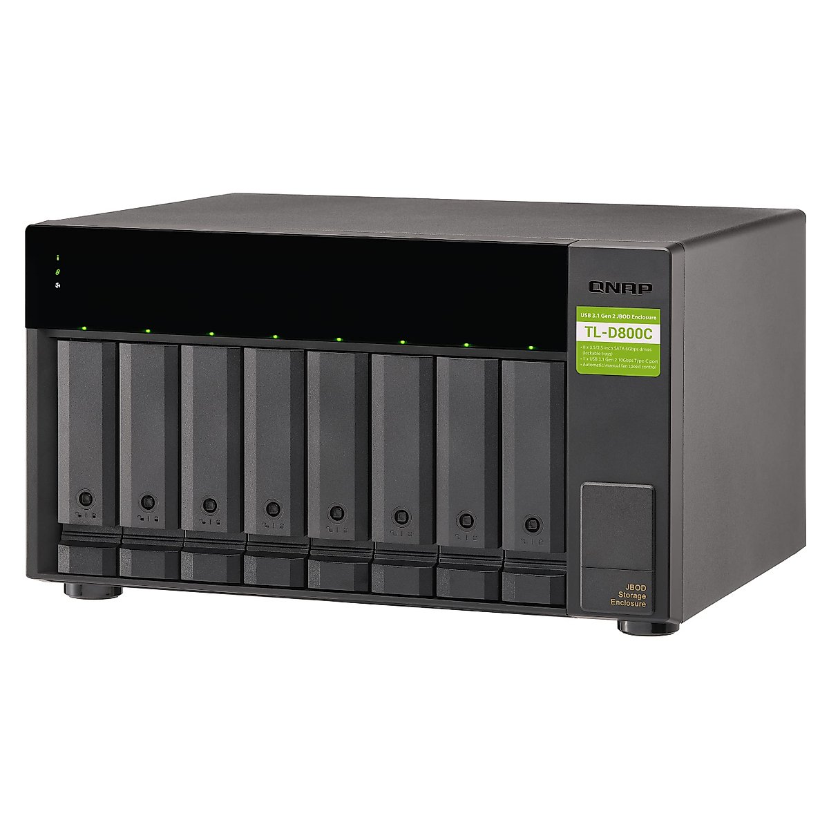 QNAP TL-D800C 8 Bay Desktop JBOD Storage Enclosure with USB 3.2 Gen 2 Type-C Connectivity