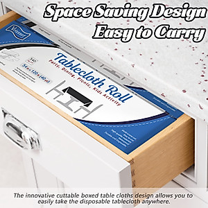 Vrisssot Plastic Table Cover Roll Disposable Tablecloth: 54in X 120ft Table Covers Plastic Table Cover Roll with Easy Slide Cutter Plastic Table Cloths for Parties Disposable-Black