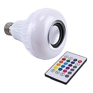 LED Light Bulb Bluetooth Speaker, White + RGB + Yellow Light Ball Bulb Colorful Lamp Smart Music Bulb Audio Bluetooth Speaker with Remote Control for Home,Party,Bar,Garden or Spook House