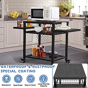 RAXSINYER 42"x 20" Three-Shelf Grill Table Grill Cart Outdoor BBQ and Work Cart Table Movable Pizza Oven Table Commercial Multifunctional Kitchen Food Prep Worktable
