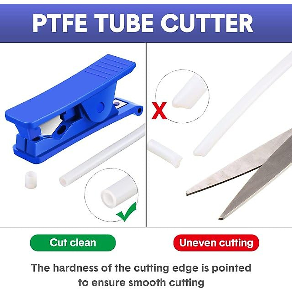 2Pcs blue Rubber Hose Cutter PTFE Plastic Tubing Cutter Hose Tube Cutter Tool, Pipe Cutter Pipe Accurate Tube Cutting Tool for Tubing Notcher Nylon PVC PU Tube and Hose Cut Up to 3/4 Inch OD Tube