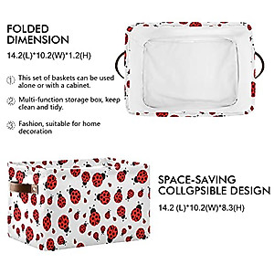 Wusikd Ladybug Storage Basket Set of 1 Large Fabric Funny Storage Basket Bins Box Cube with Handles Collapsible Closet Shelf Clothes Organizer Basket for Nursery Bedroom